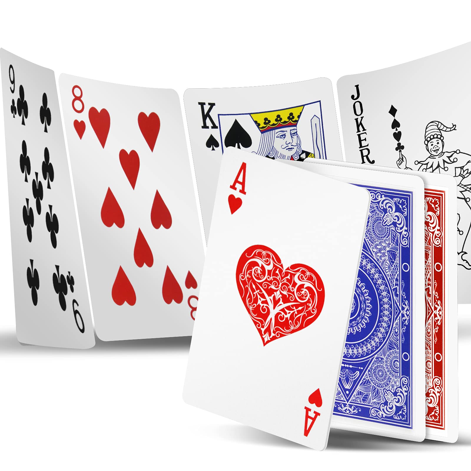 INTEGEAR Playing Cards 2 Decks Waterproof Plastic Poker Cards for Texas Holdem Poker Go Fish and More Card Games Standard Index 2.5" x 3.5"