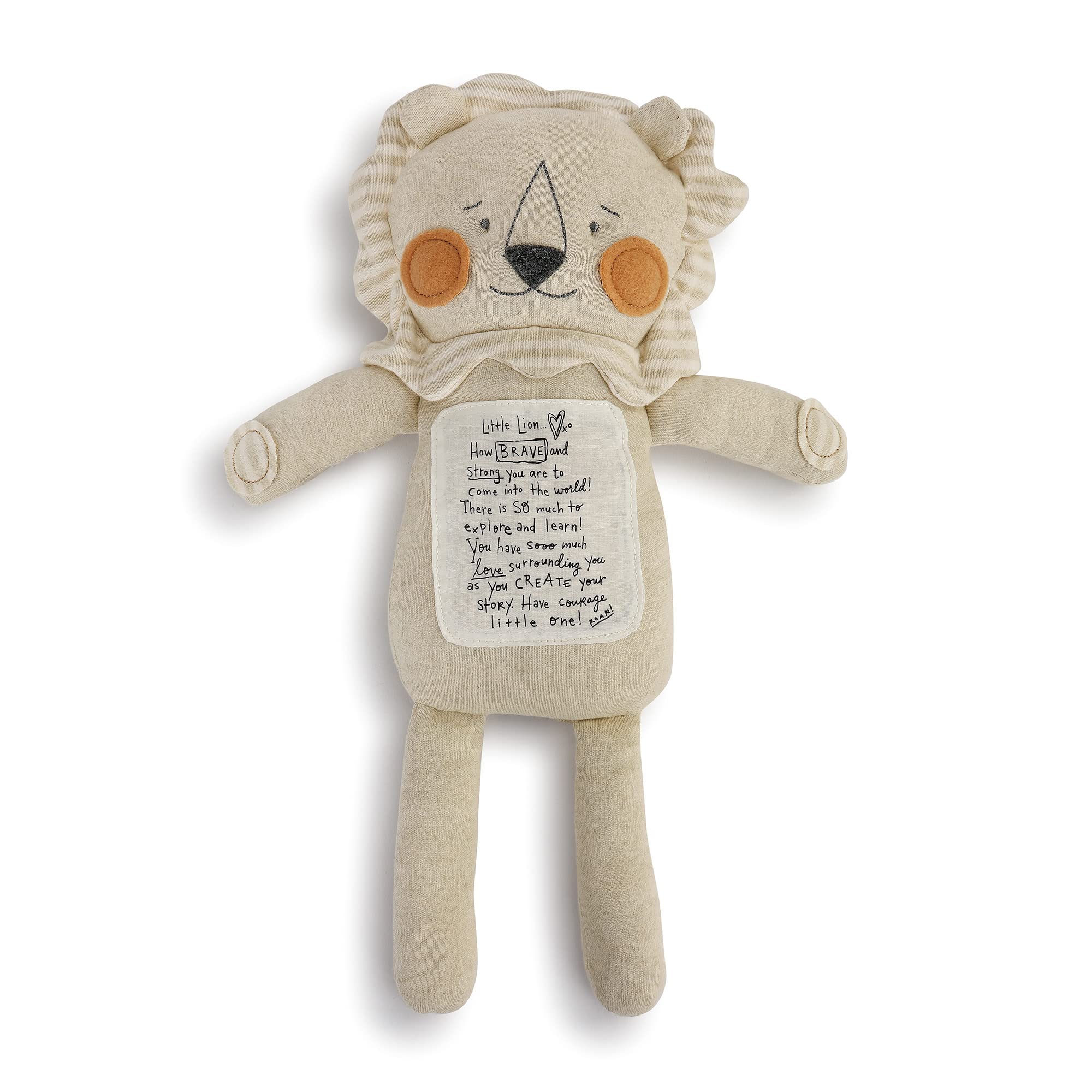 DEMDACO Brave Little Lion Tan Stripe 16 inch Polyester Plush Fabric Figure Toy