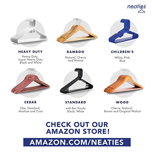 Neaties Bamboo Wood Hangers | Walnut Finish | with 360° Degree Swivel Hook & Smooth Cut Notches | 24Pack