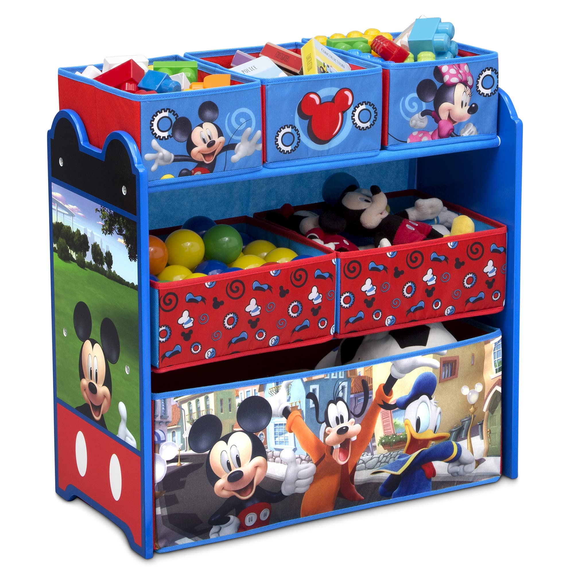 Mickey Mouse 4-Piece Playroom Solution β Set Includes Table and 2 Chairs and 6-Bin Toy Organizer