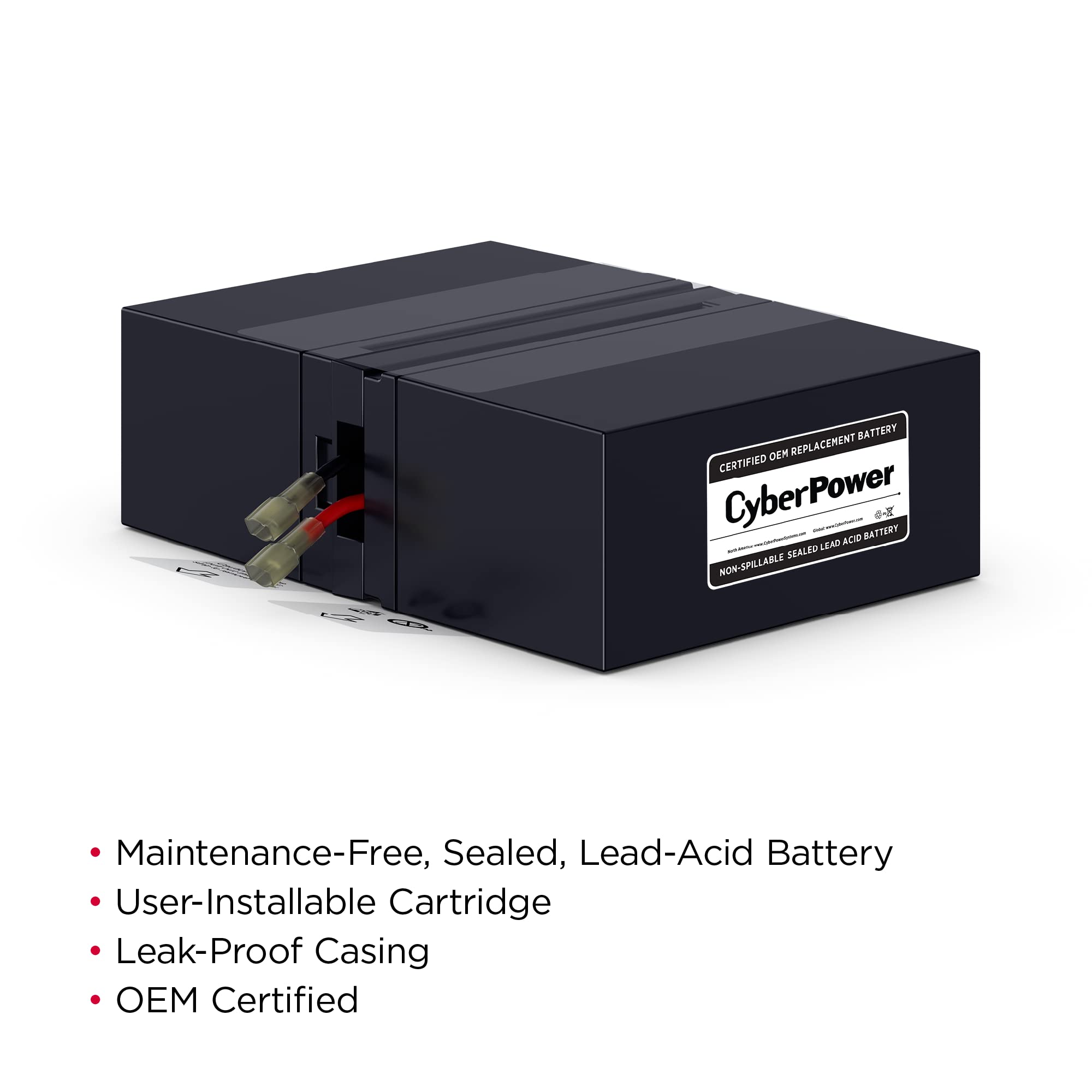 CyberPower RB1280X2B UPS Replacement Battery Cartridge, Maintenance-Free, User Installable, 12V/8Ah