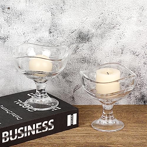BSTKEY 6PCS Set 8.5 oz Glass Dessert Bowls/Cups, Cute Footed Dessert Bowls for Ice Cream Trifle Fruit Pudding Snack Salad Milkshakes Sundae Cocktail Drinks Party