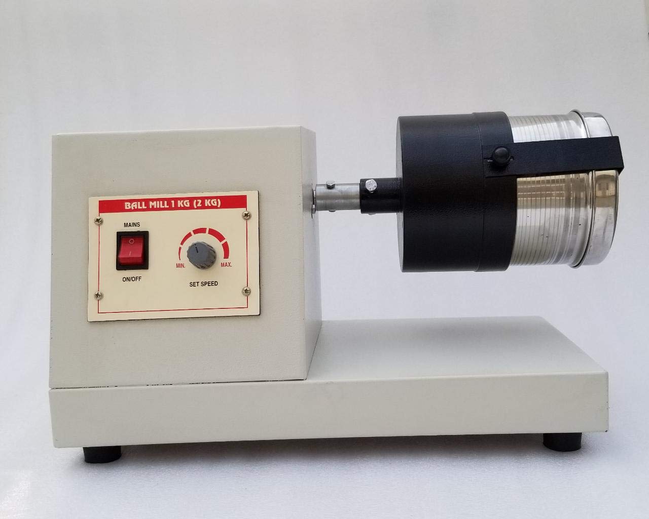 Yantra 110 V Laboratory Ball Mill 2 kg Motor Driven Heavy Duty with 10 Big Stainless Steel Balls (15 mm) and 35 Small Stainless Steel Balls (8 mm)