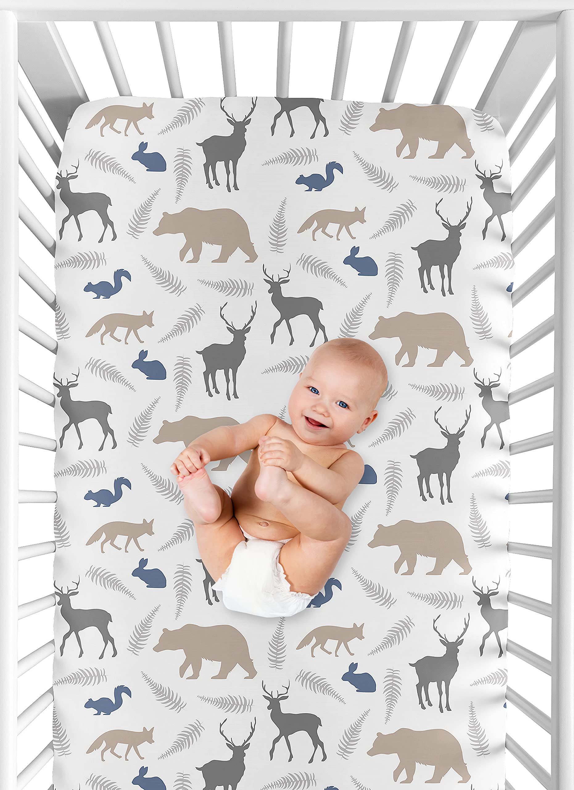 Sweet Jojo Designs Fitted Crib Sheet for Woodland Animals Baby/Toddler Bedding Set Collection - Animal Print