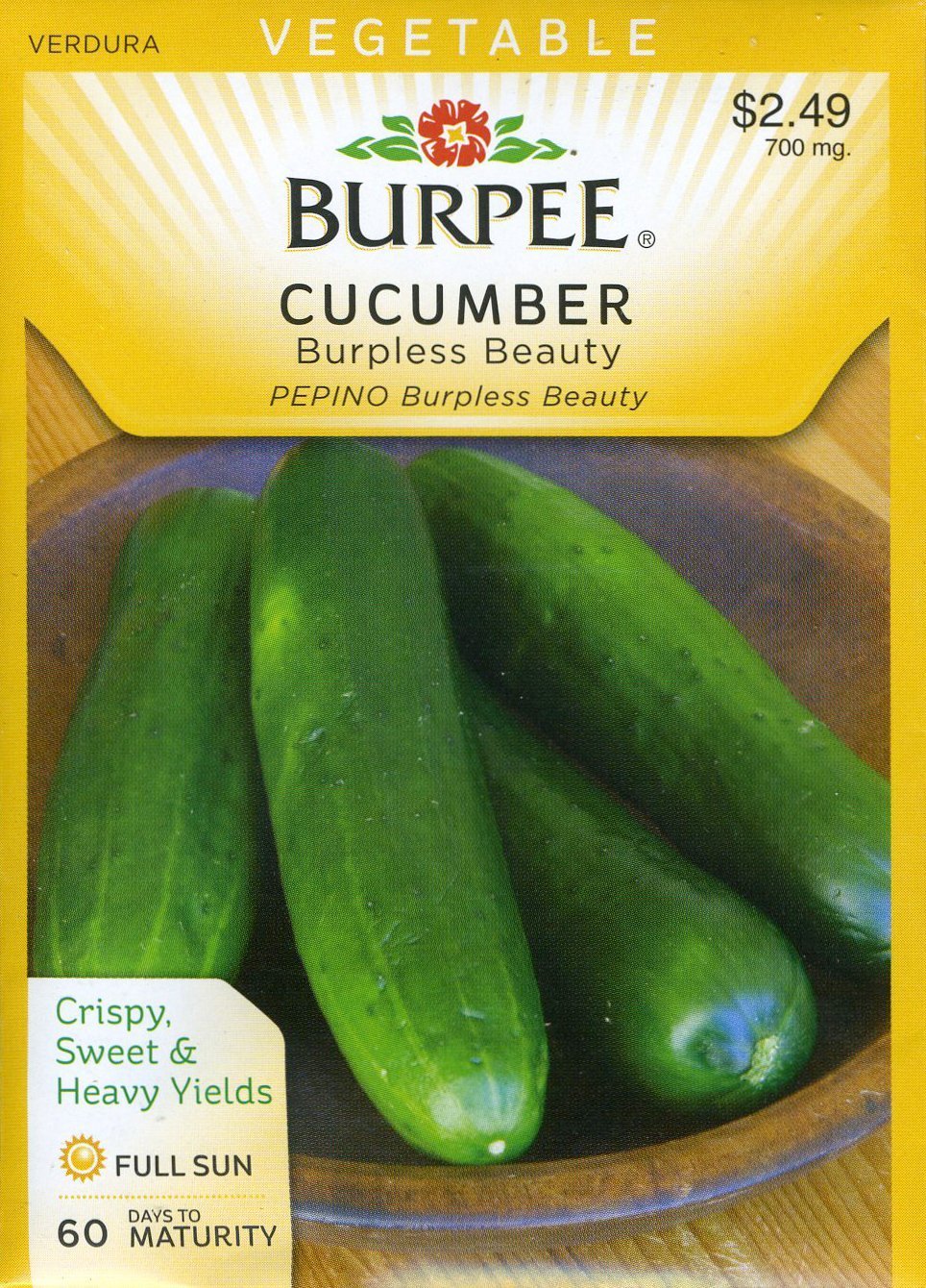 Burpee Seeds, Burpee Seeds Cucumber Burpless Beauty, 1 Count