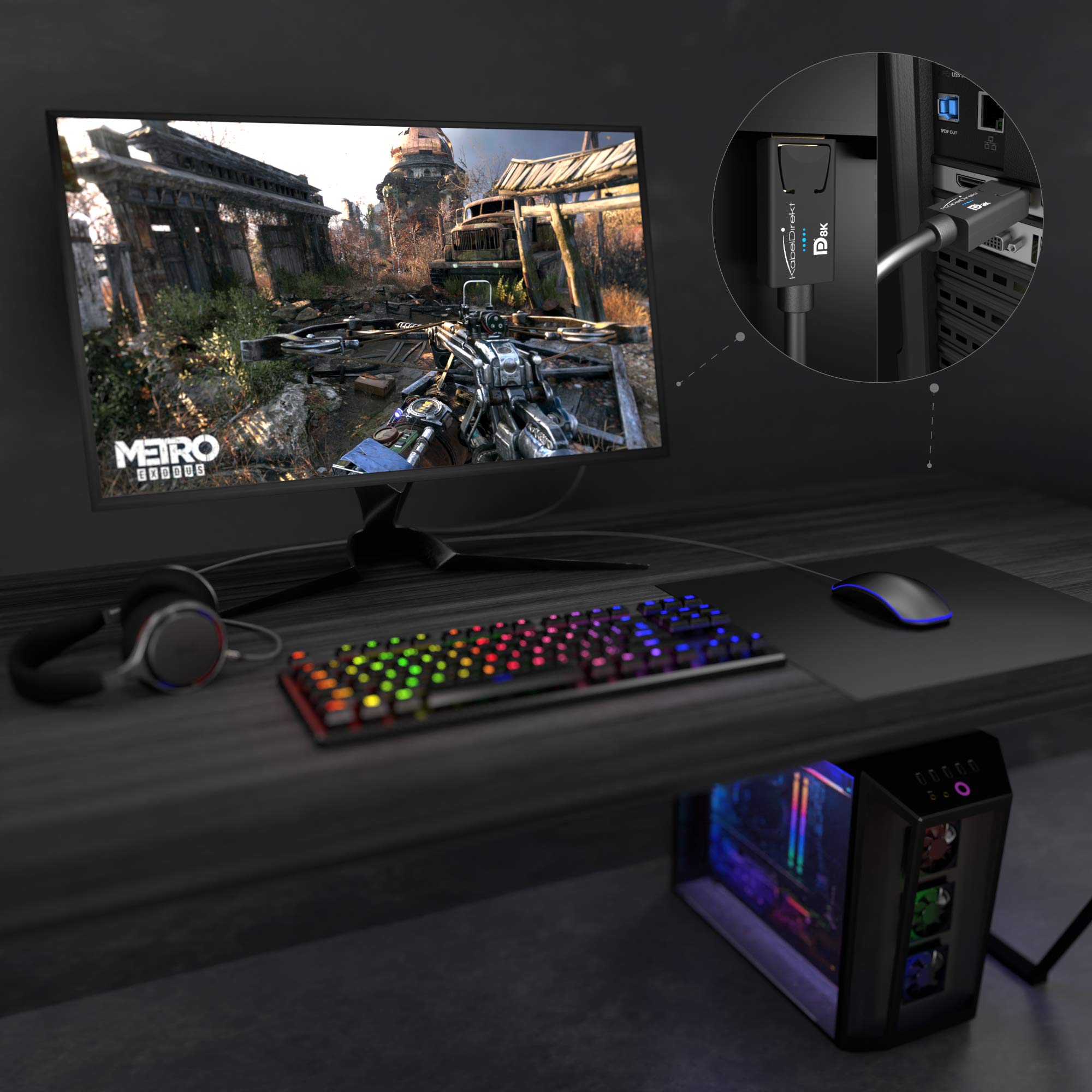 CableDirect β 8K DisplayPort & DP Cable, Special A.I.S. Shielding & Official VESA Certification β 3ft (for DP 1.4 Gaming PCs/laptops/Graphics Cards/Monitors, Supports 4K@120Hz, 144Hz/165Hz/240Hz)