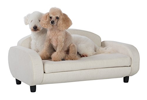 Paws & Purrs Modern Pet Sofa 31.5" Wide Low Back Lounging Bed with Removable Mattress Cover in Espresso/Oatmeal