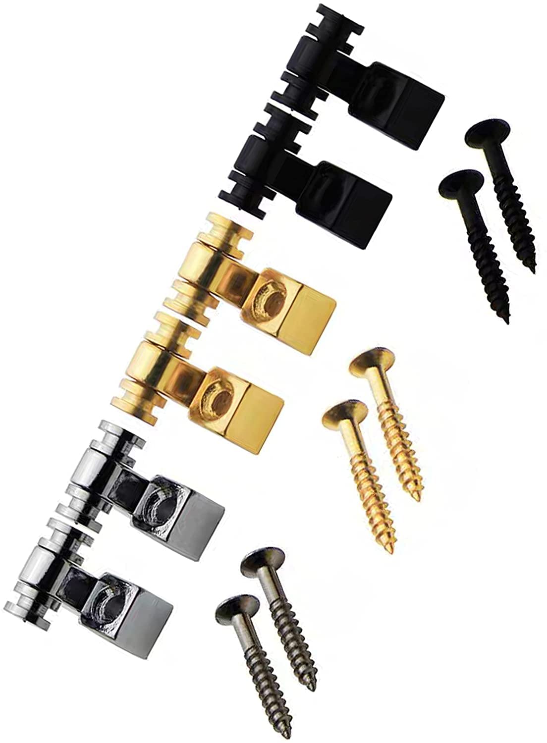 Electric Guitar Roller String Tree Retainer for Fender Strat Stratocaster Tele Telecaster String Guides with Screws Replacement,1 Pair Chrome