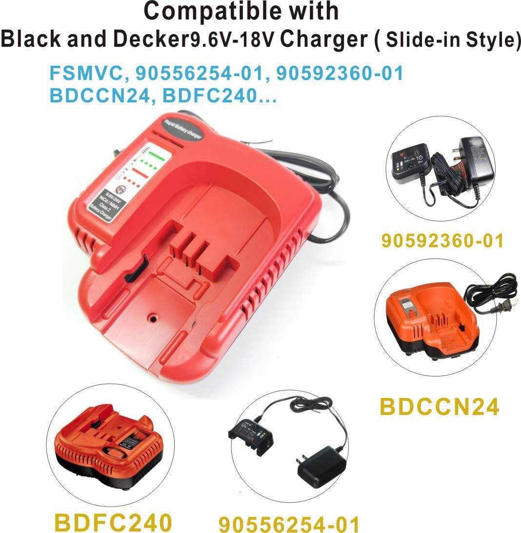 ANOITD BDFC240 BDCCN24 Multi-Volt Battery Charger for Black+Decker FSMVC 18V 14.4V 12V 9.6V 24V NiCD&NiMH Battery Black & Decker Firestorm HPB24 HPB18 A1718 FS18FL HPB14 HPB12
