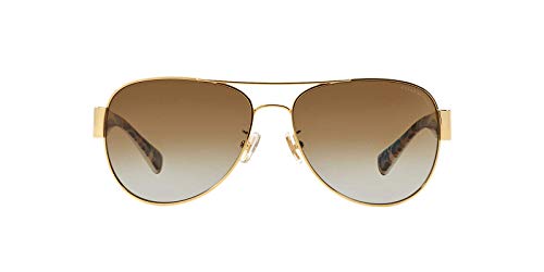 Coach L138 HC7059 Sunglasses 9249T5-58 - Gold/Ivory Wild Beast Frame, Brown HC7059-9249T5-58