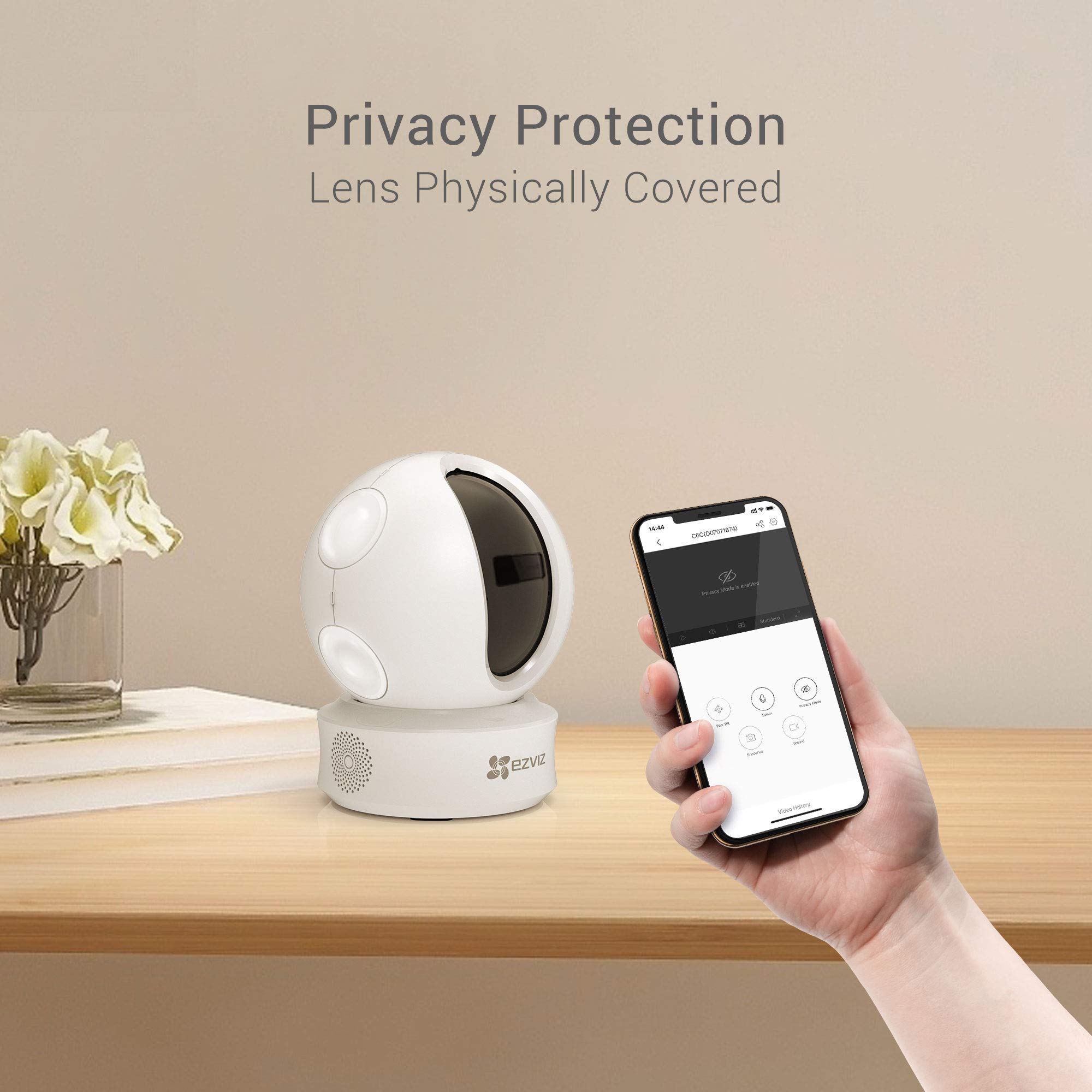 EZVIZ Security Camera 1080P, IP Dome Pan/Tilt Surveillance, Night Vision, Auto Motion Tracking, Pet Baby Monitor, Two Way Audio, Compatible with Alexa and Google(CTQ6C-WH)