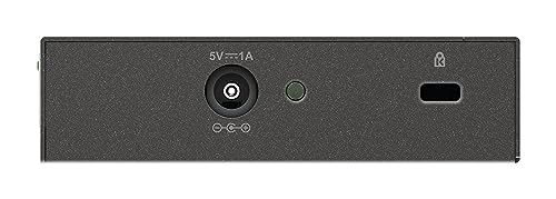 D-Link Ethernet Switch, 5 Port Gigabit Unmanaged Metal Desktop Plug and Play Compact (DGS-105),Black