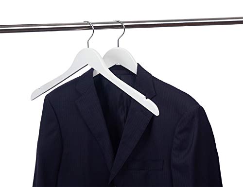Nature Smile Solid Gugertree Wood Shirt and Dress Hangers with Notches with Antirust Chrome Hook Pack of 10 (White)