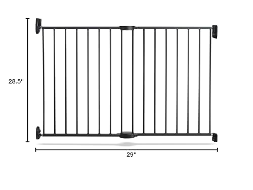 Munchkin® Push to Close™ Baby Gate, Hardware Mounted Safety Gate for Stairs, Hallways and Doors, Extends 28.5" to 45" Wide, Metal, Dark Grey