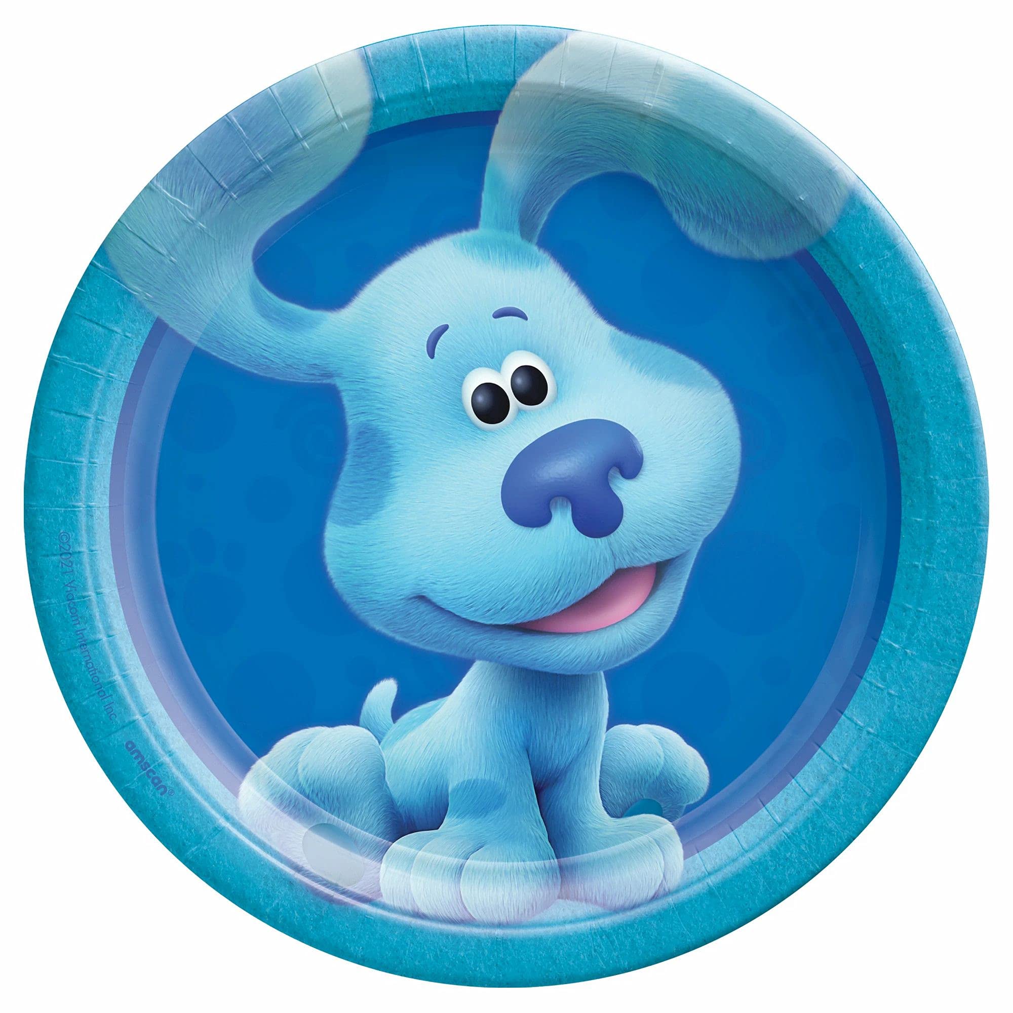 Amscan Blues Clues-Blue Party Supplies Pack Serves 16: 7" Plates Beverage Napkins Cups and Table Cover with Birthday Candles (Bundle for 16)