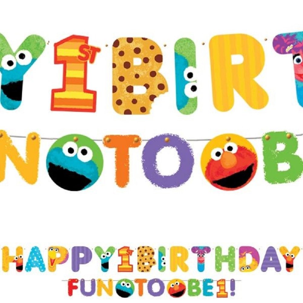 Amscan Bright Sesame Street 1st Birthday Jumbo Letter Banner Kit, Multicolor