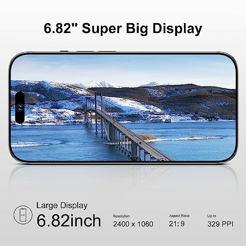ExAchat A14 Unlocked Phone 6.82" FHD+ Display 90Hz, 72MP Camera 6800mAh,4GB+128GB/256GB Dual SIM Unlocked Cell Phone 5G with Headset/GPS Fingerprint/Face ID