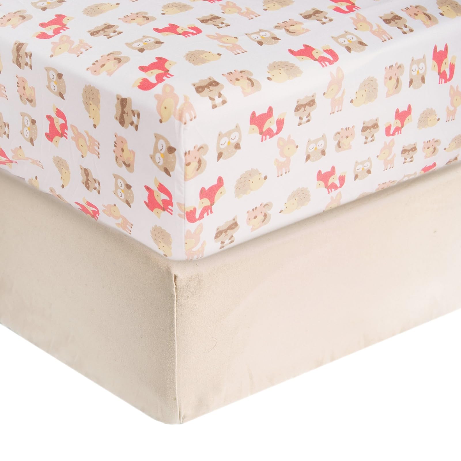 Tadpoles 2-Piece Woodland Creatures Crib Sheets | Collection of 2 Fitted Crib Sheets | 100% Brushed Microfiber Polyester | Soft, Smooth & Durable | Ideal for Babies | Woodland/Multicolor