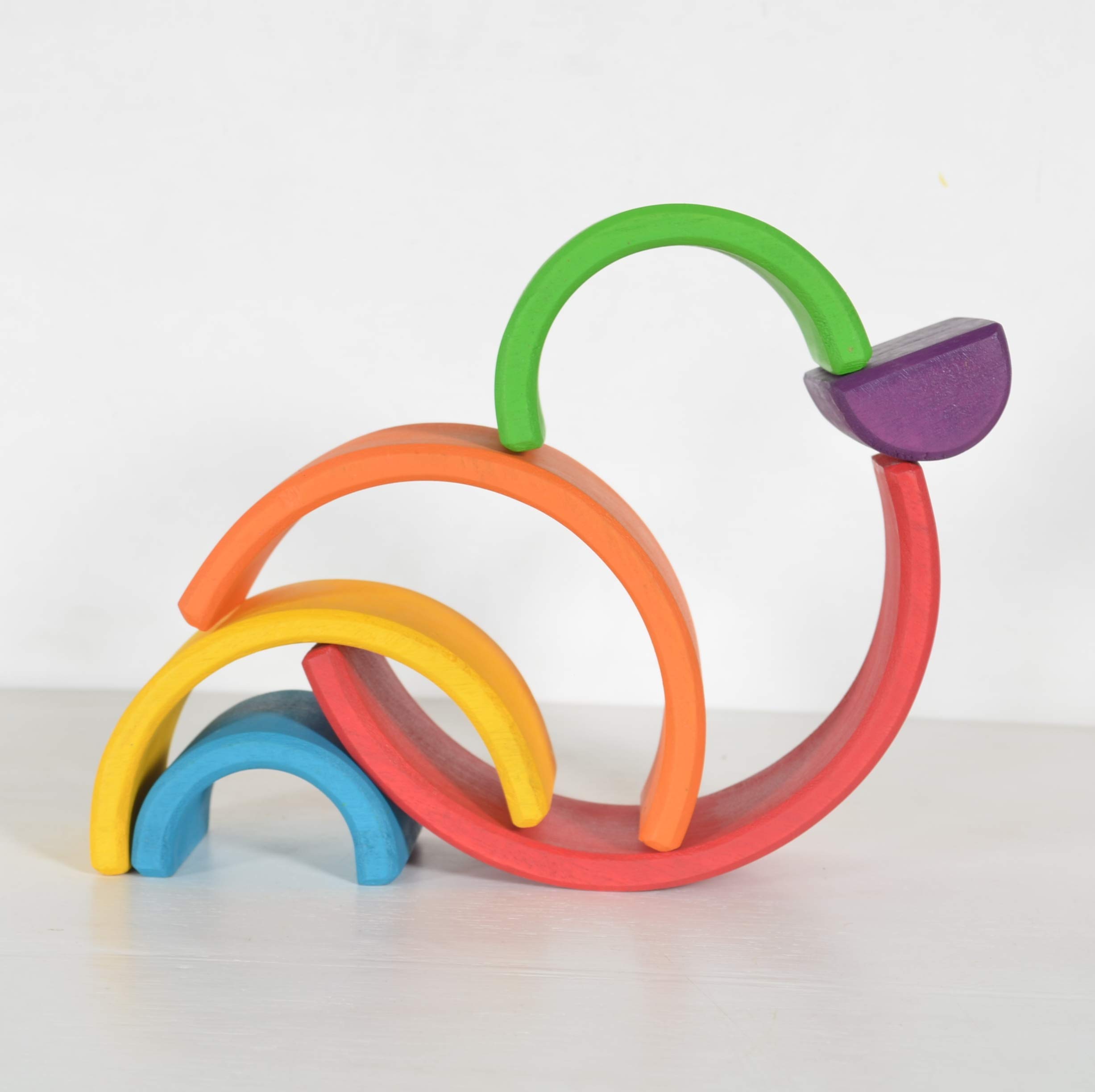 Chitrani Rainbow Stacker 6 Piece - Nesting Wooden Waldorf Blocks, Elements of Nature