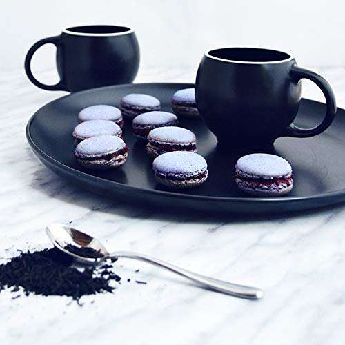 Maia Ming Designs | EVA Serving Platter | Black Matte Stoneware | Modern Tea Tray with Ergonomic Rim | Inspired by Eva Zeisel | Design Award