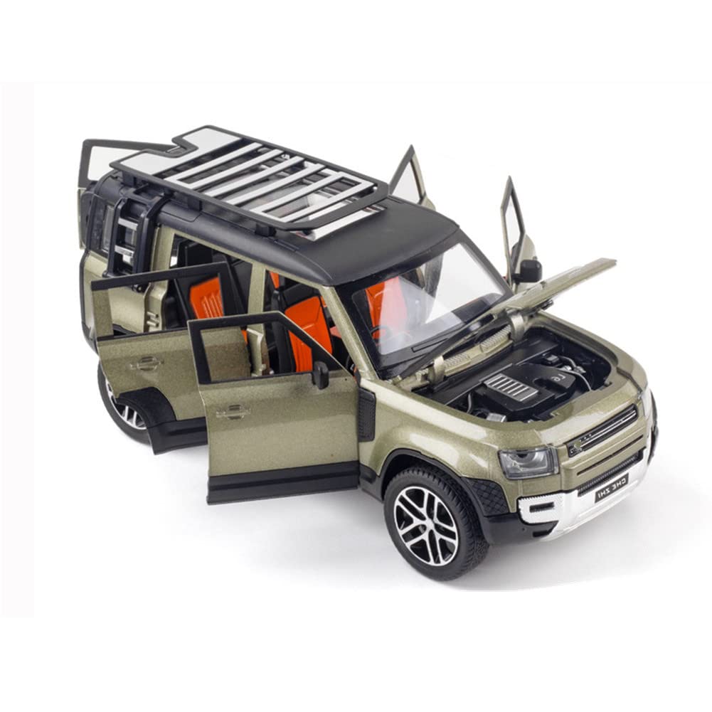 Green 1/24 Diecast Pull Back Model Car Toy Collection Sound Light for Land Rover New Defender 110