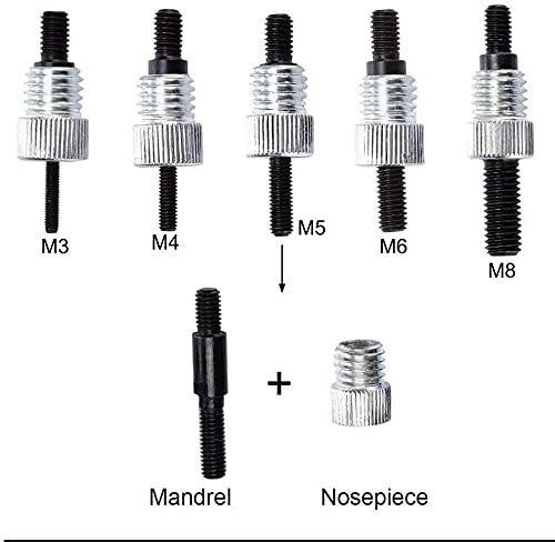 Speder 136pcs Rivet Nut Tool Kit Rivnut Tool Nut Rivet Gun kit Wrench Threaded Insert Rivnut Nutsert M6/ M3/M4/M5/M8 Set for Furniture,Decration,Car,Trailer,Boat,and More
