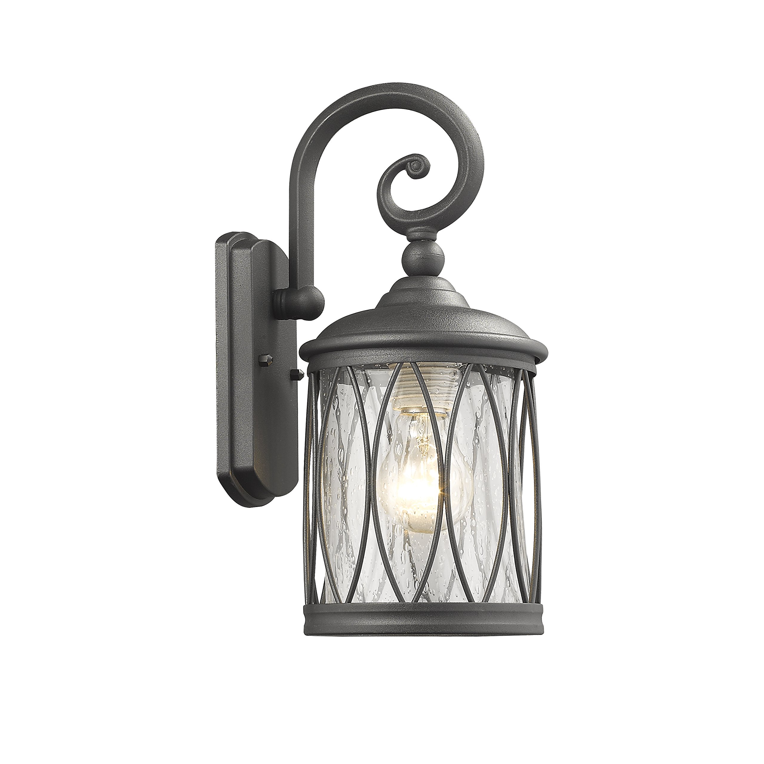 Chloe CH22044BK13-OD1 Black 13" Height Transitional 1 Light Outdoor Wall Sconce, 12.6 x 5.6 x 7.3