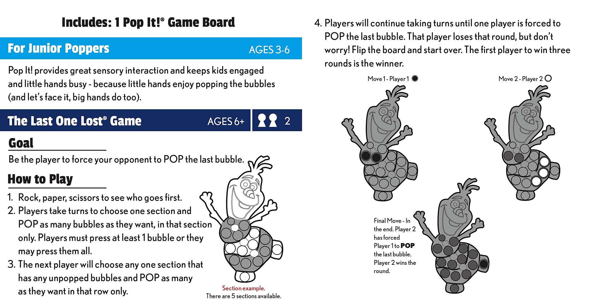 Gamewright Pop it! - Disney, Olaf