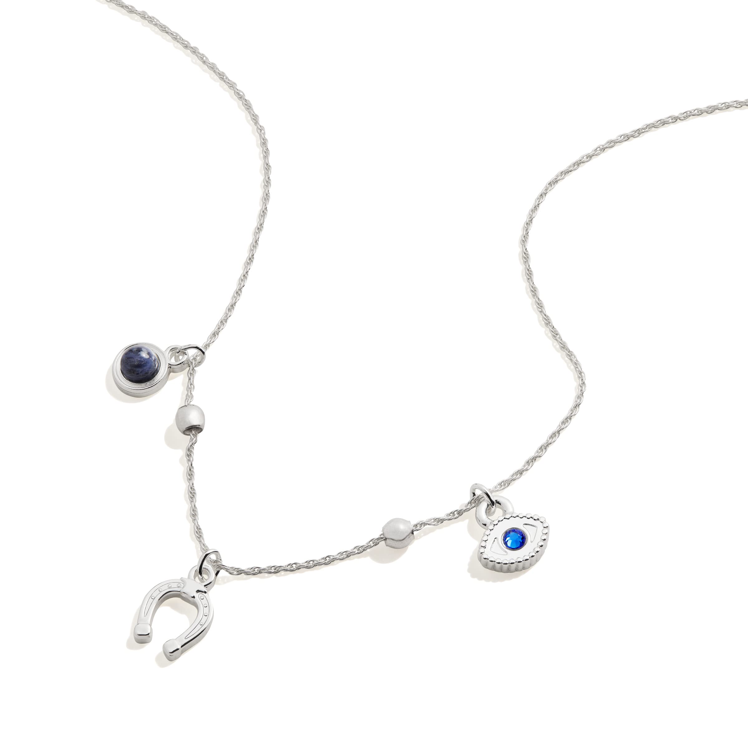 Alex and Ani Seasonal Collection Adjustable Necklace for Women, Protection Multi Charm, Shiny Silver Finish, 20 to 18 in.