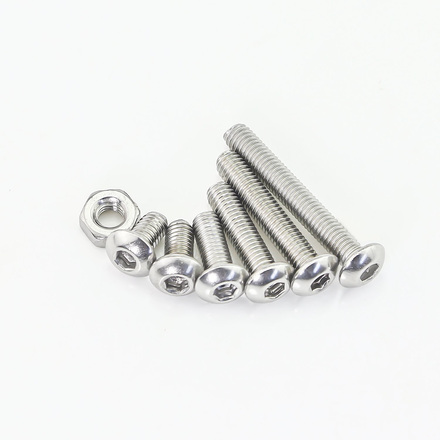 Sutemribor 320 Pieces M3 Stainless Steel Button Head Hex Socket Head Cap Bolts Screws Nuts Assortment Kit + Wrench