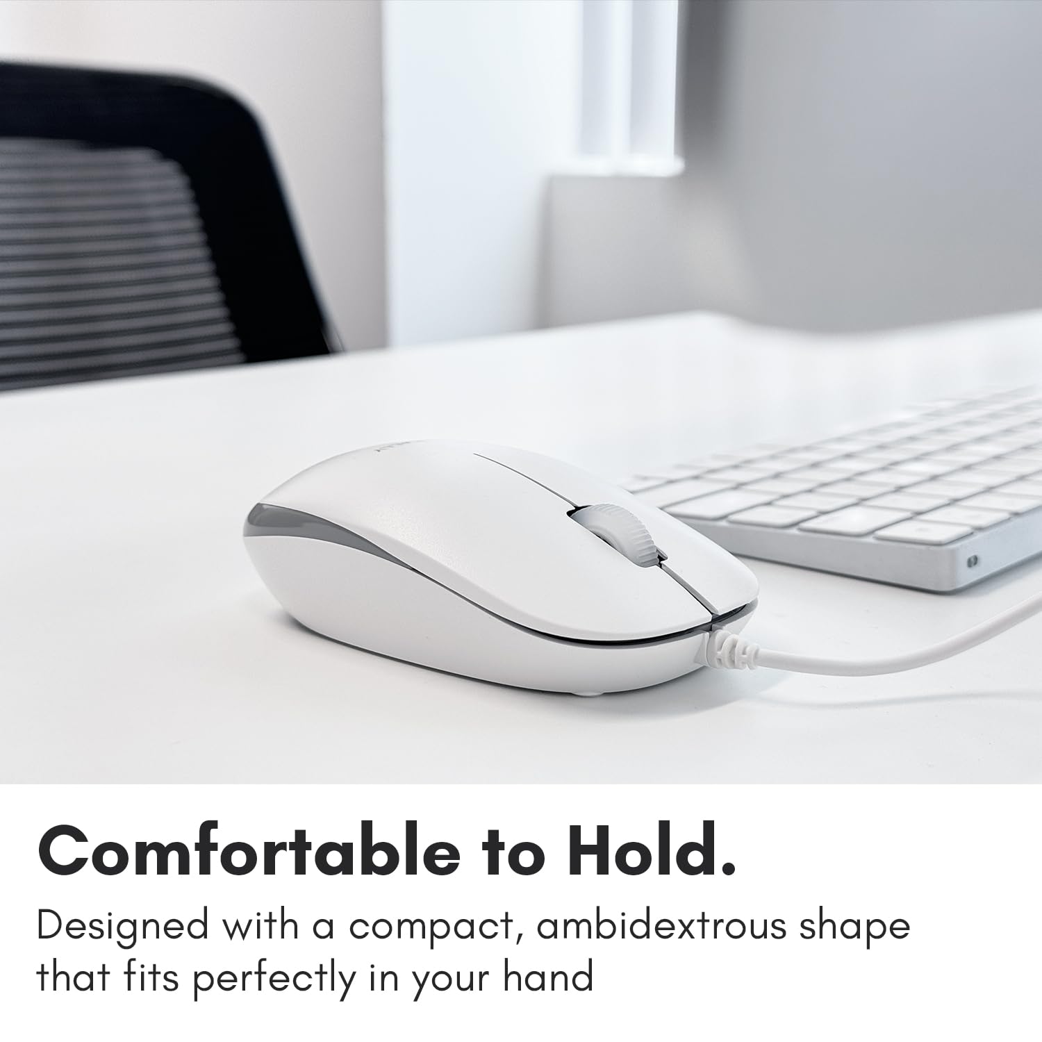 Macally USB Wired Mouse for Mac and Windows - Simple 3 Button Corded Computer Mouse Wired, Scroll Wheel Layout with Long Wire Cord - Plug and Play USB Mouse Wired for Laptop, PC Desktop, Notebook