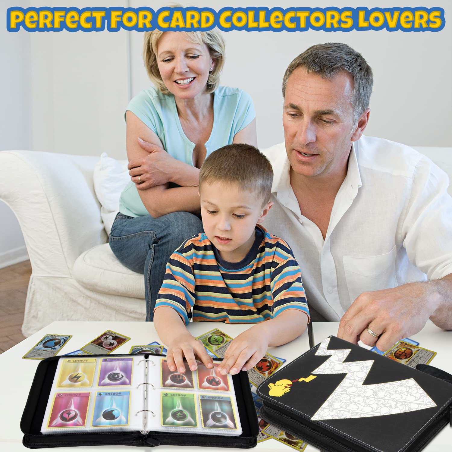 Grehge ing Cards Binder for PTCG Cards - Holder Books Case Folder Album with Sleeves - Gifts for Boys & Girl (Jumping)