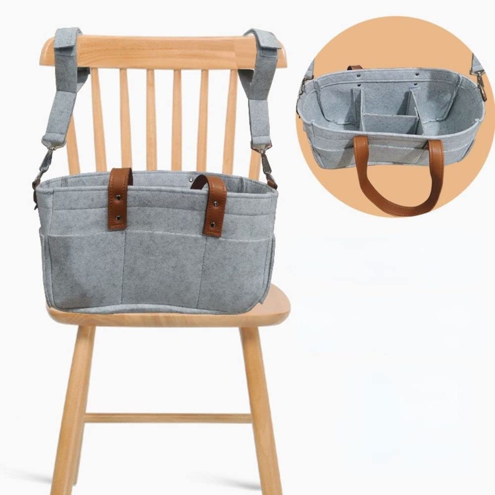 CHDHALTD Infant Diaper Storage Bag, Foldable Nursery Organizer Basket, Large Pocket Nappy Bag for Kids Storage Carrier(Dark Grey)