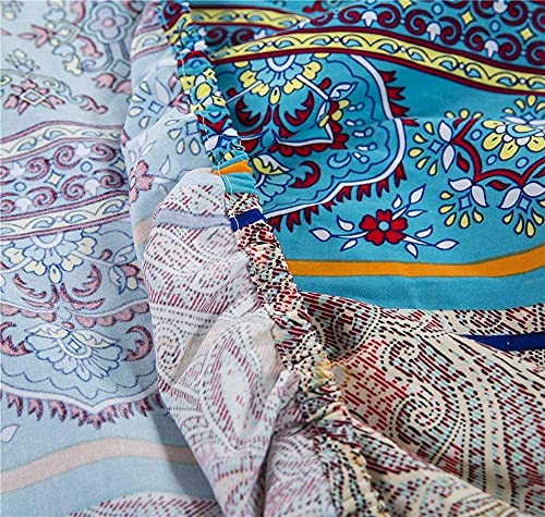 Boho Sheets Set Queen(4 PCS) Boho Colorful Tribal Striped Bed Sheets 14" Deep Pocket Ethnic Fitted Sheet Bohemian Flat Sheets 2 Pillowcases