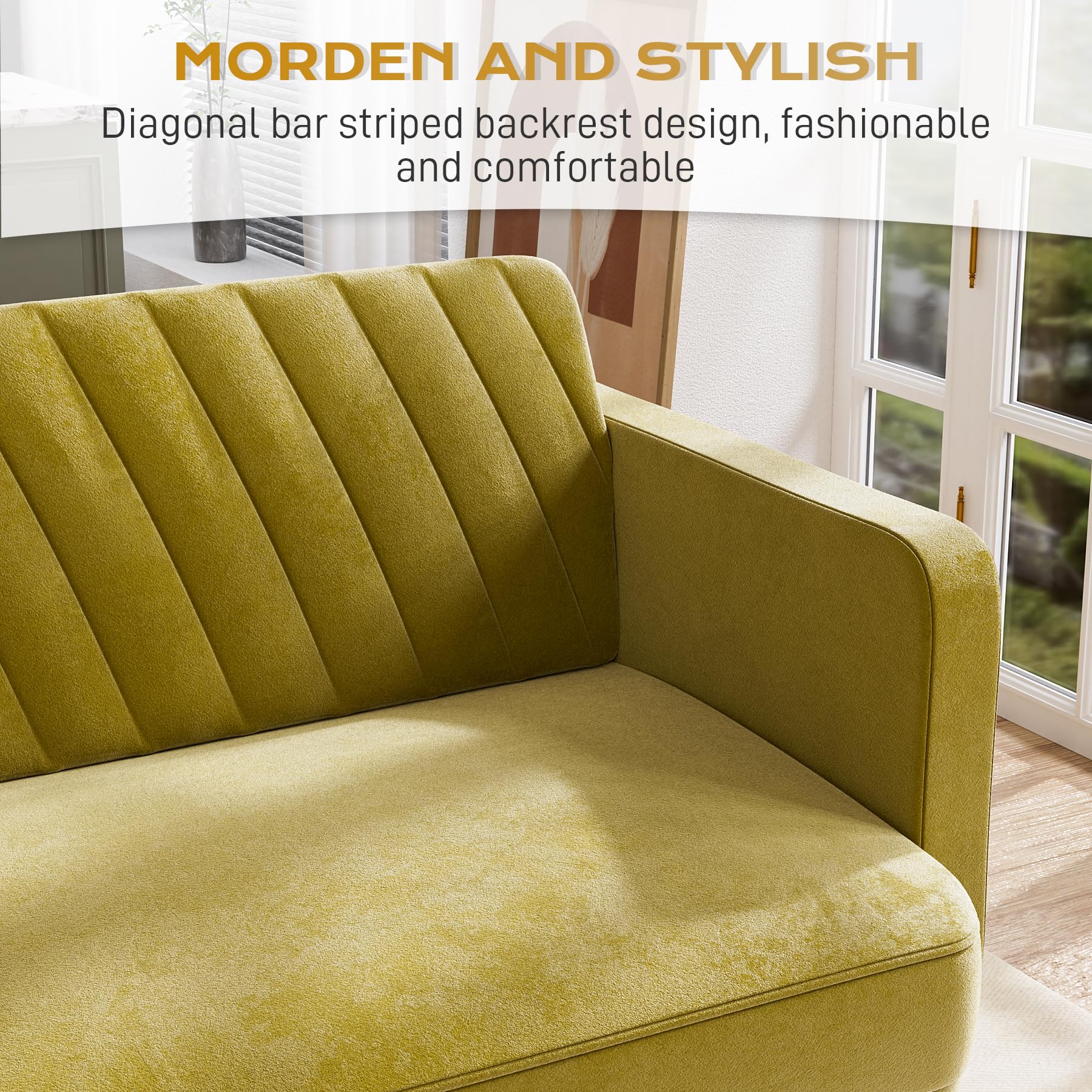 OUYESSIR Futon Sofa Bed, Convertible Sleeper Sofa with Wood Legs, 75.3β Splitback Sofa with 2 Pillows, Velvet Futon Couch for Living Room (Olive Green)