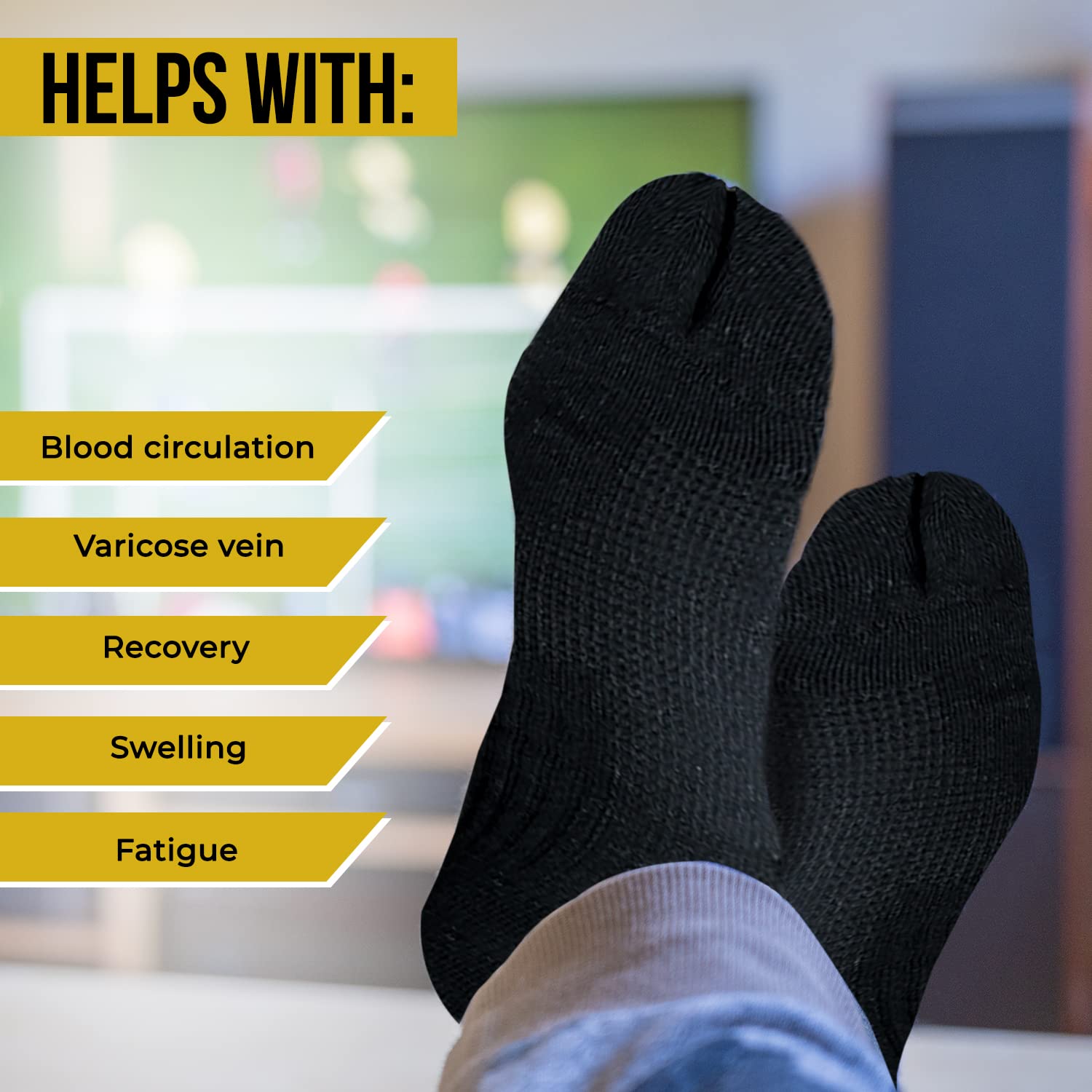 Activital Foot Supporter Japan- Athletic Compression Premium Socks Black S-M(22.5-25.5cm/8.8-10inch)