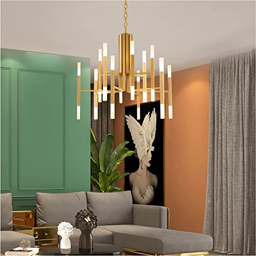 BOKT Modern Gold LED Sputnik Chandelier Mid Century Brushed Brass 24-Lights Round Chandelier Pendant Light Kitchen Island Vintage Industrial Flush Mount Ceiling Light Fixture