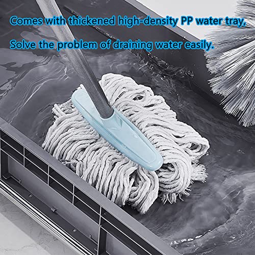 AUNEVN Movable Hand Trucks Mop Drain Rack Movable Closet Cabinet Floor-Mounted Mop Rack Tower Holder Long Tools Put Wet Mops Movable Floor Holder Stainless Steel Storage Rack/8Slots