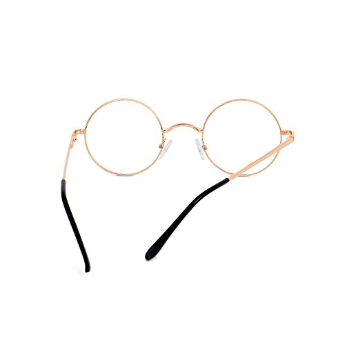 EYLRIM Round Blue Light Blocking Glasses for Women Men Circle Clear Lens Metal Frame Eyeglasses Non Prescription(Gold)
