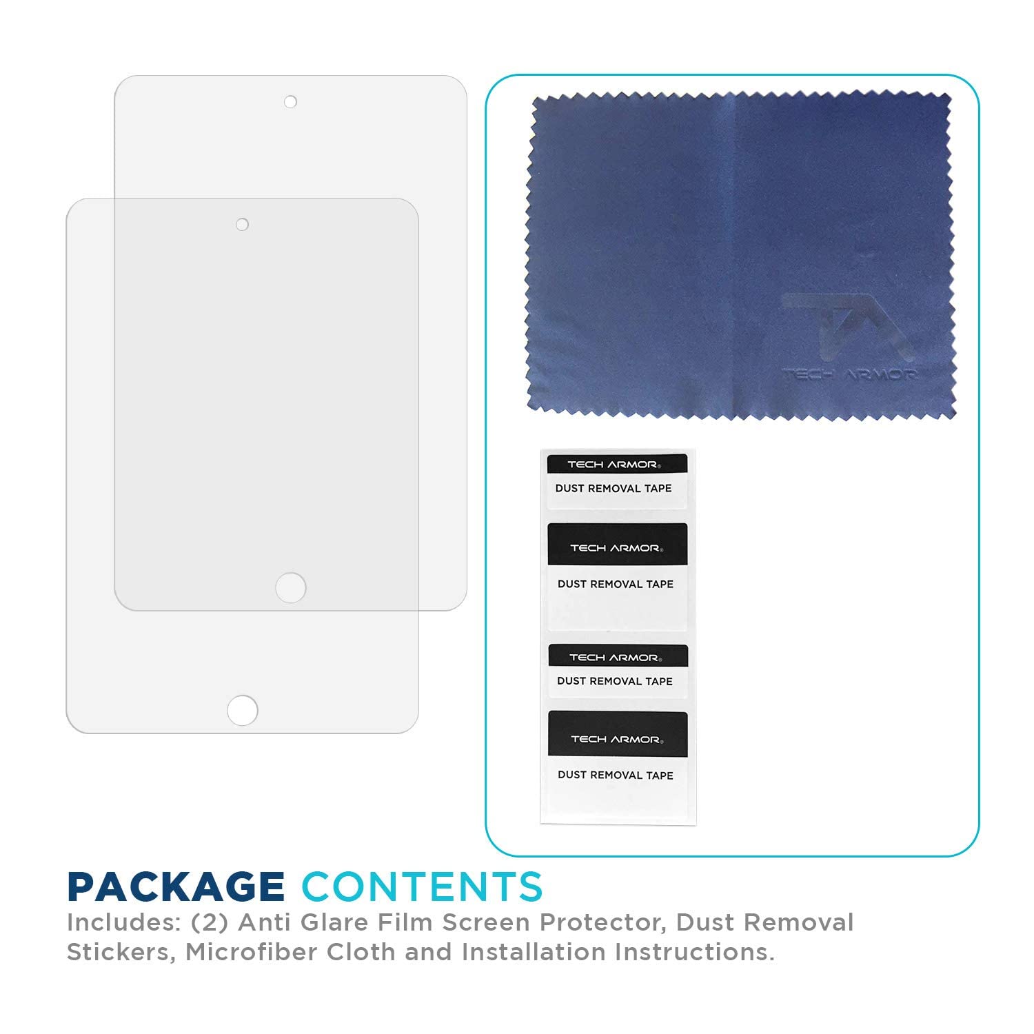 Tech Armor Matte Anti-Glare Film Screen Protector Designed for Apple iPad Mini 5 (2019), iPad Mini 4 (2015) Pack of 3
