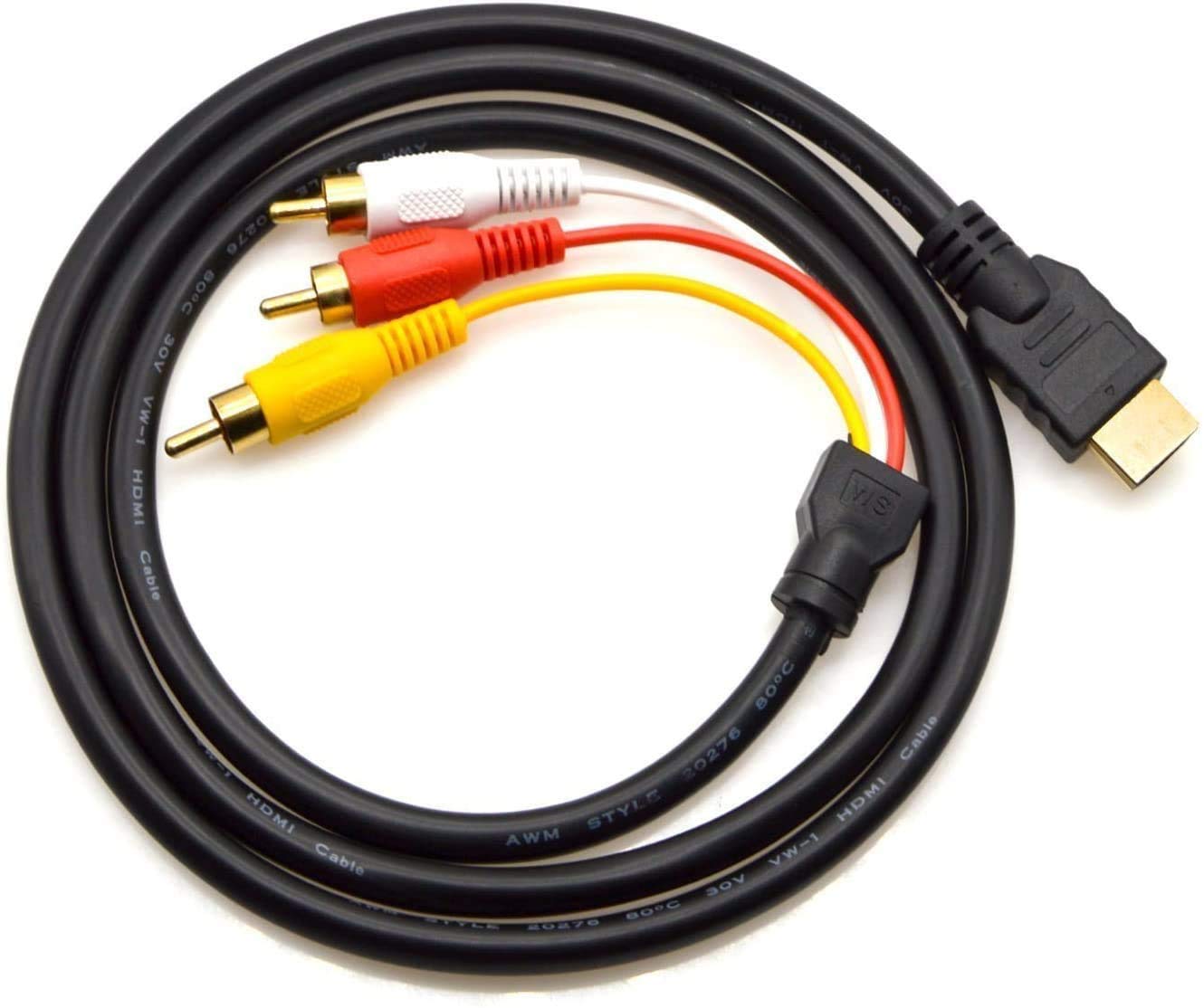 Chenduomi HDMI to RCA TV Cable HDMI Male to 3 RCA Male av Cable Video Audio Component Converter Adapter 1080P Cable for HDTV Black 5ft/1.5m