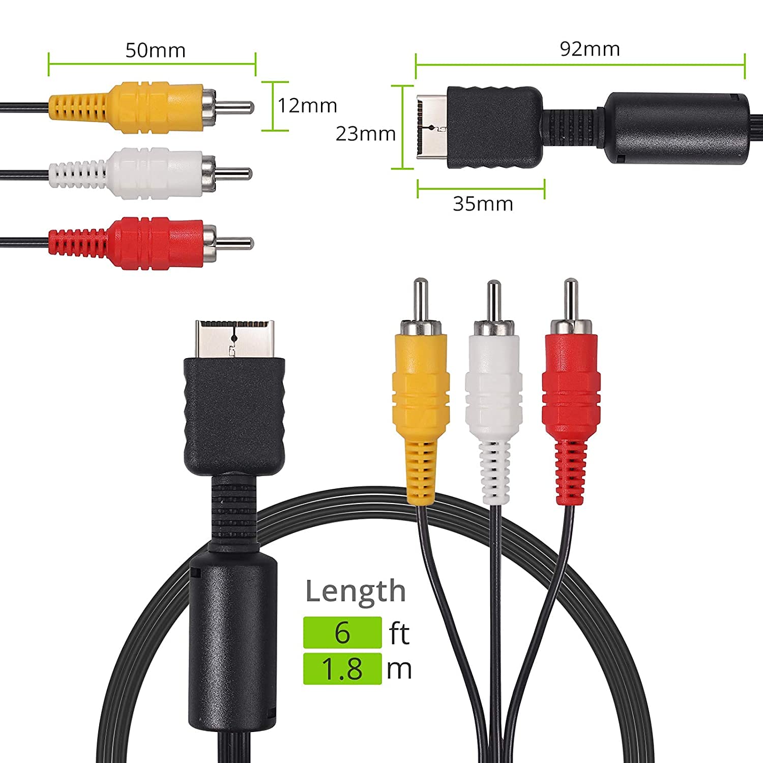 CHENLAN New AV Cable & AC Power Cord Bundle for Original Playstation 2