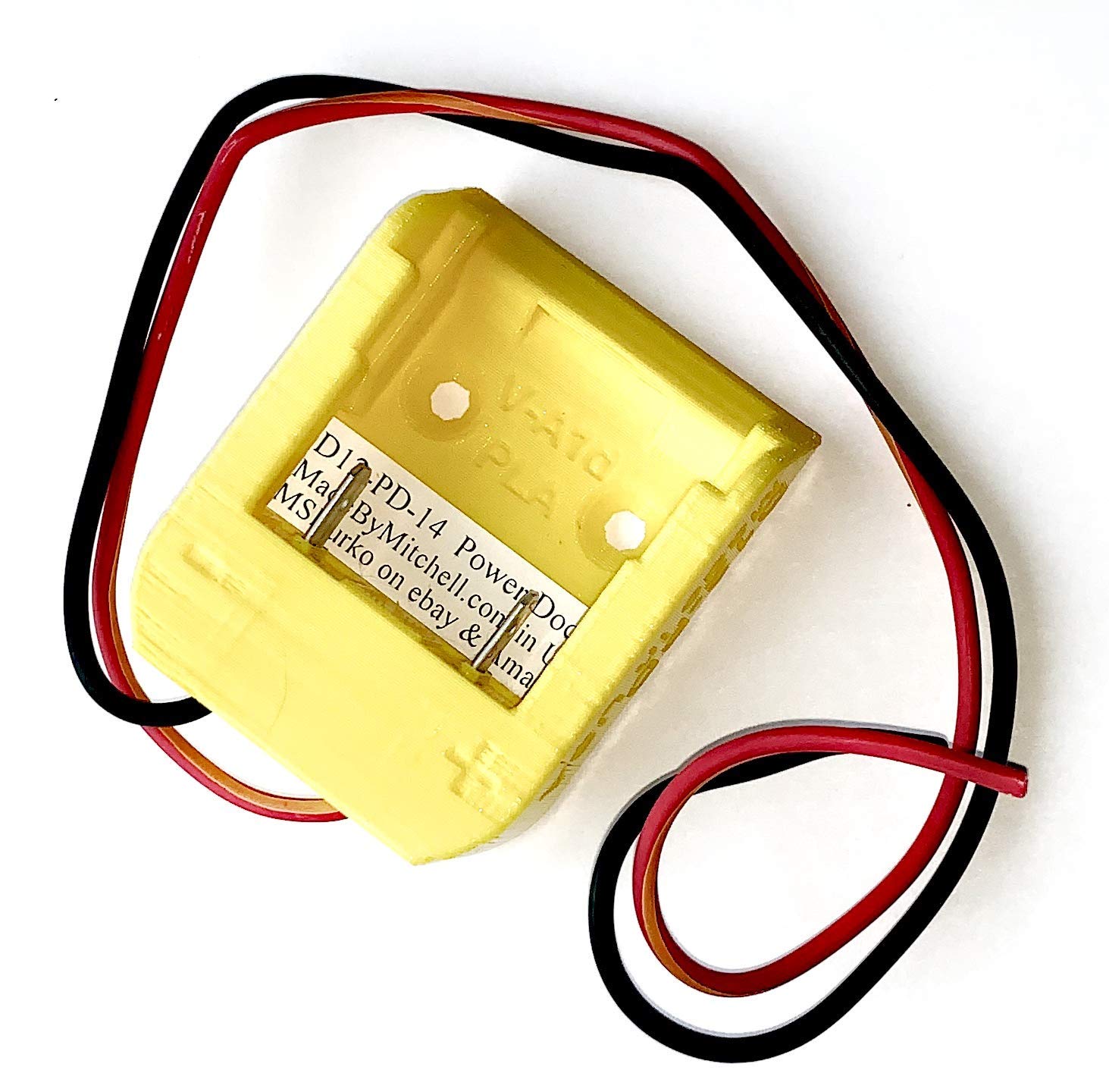 Made by Mitchell D12 Power Dock for DeWalt 12V DCB12x Battery, Wired 14AWG, PN# D12-14