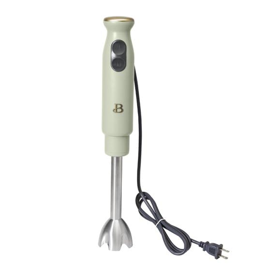 Beautiful 2-Speed Immersion Blender with Chopper & Measuring Cup, Sage Green by Drew Barrymore