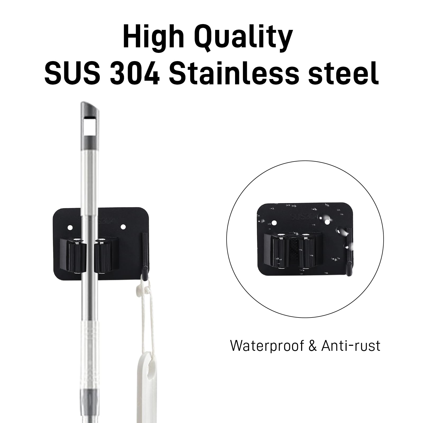 AACGIN 5 Pack Broom Holder Stainless Steel Rust Resistant Broom Hanger with Hooks Screw Drilling Heavy Duty Mop and Broom Holder Wall Mount for Bathroom Kitchen Laundry Room Garage Storage - Silver
