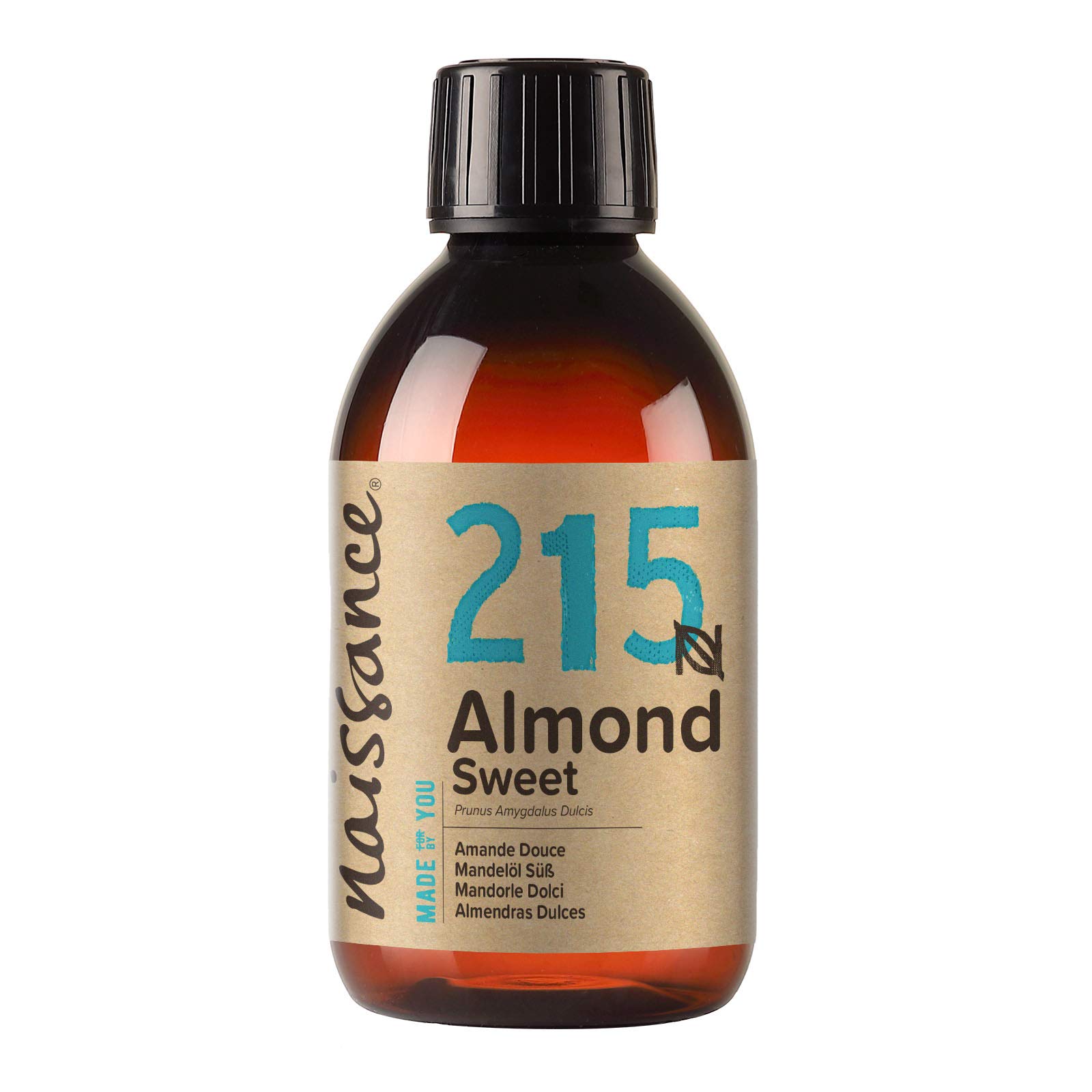 Naissance Sweet Almond Oil 8 fl oz - Pure & Natural, Vegan, Non GMO, Hexane Free, Cruelty Free - Ideal for Haircare and Skincare, Aromatherapy & Massage