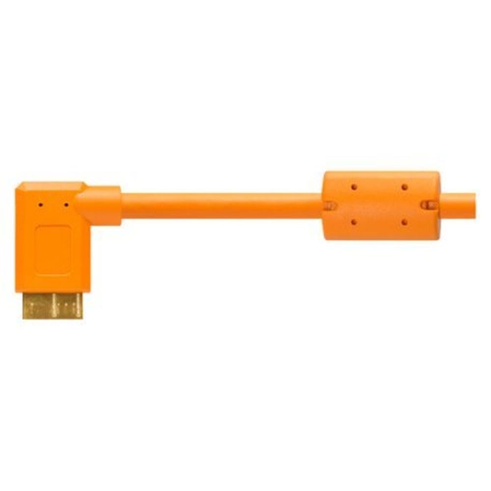 Tether Tools TetherPro USB 3.0 to Micro-B Right Angle Cable | for Fast Transfer and Connection Between Camera and Computer | High Visibility Orange | 15 Feet (4.6 m)