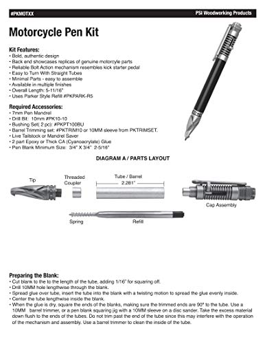 Penn State Industries PKMOTAP Motorcycle Kickstart Action Ballpoint Pen Kit Woodturning Project (1, Antique Pewter)