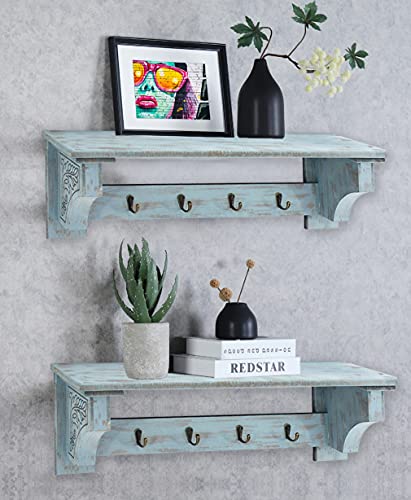 Teton Home WD-062 4-Hook Wood Shelf