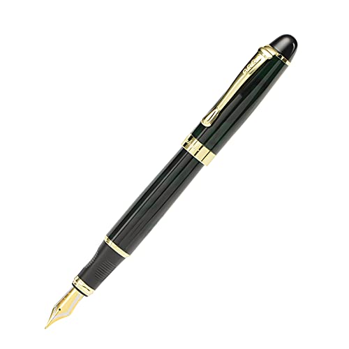 Jinhao X450 Fountain Pen Green Marble Medium Nib Size with Ink Refill Converter for Bottle Ink,Business Signature & Smooth handwriting pens